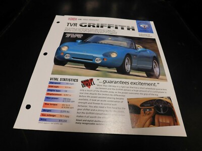1992+ TVR Griffith Spec Sheet Brochure Photo Poster | eBay