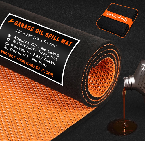Garage Floor Oil Spill Mat Waterproof Absorbent Rubber Backing ...