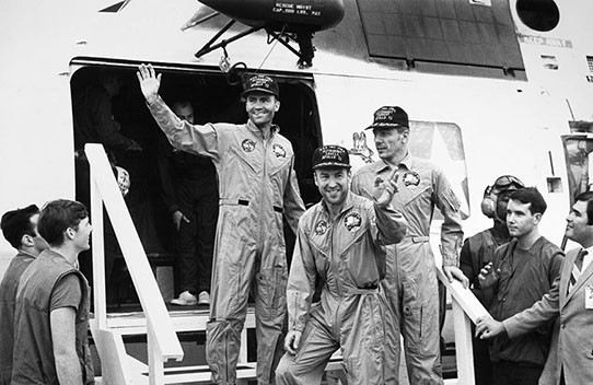 Astronauts Fred Haise, James Lovell and John Swigert, Apollo 13 c1970 ...