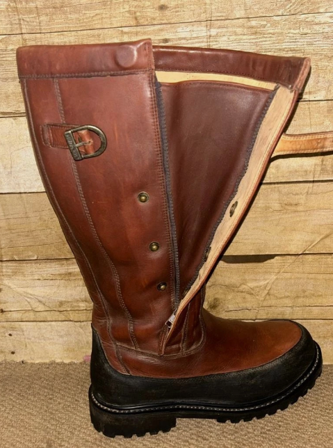 Hunter Crown Brown Leather Long Waterproof Boots UK Size 10 | eBay