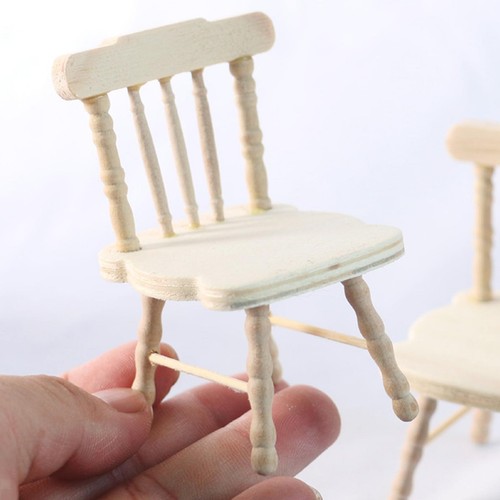 1/12 Mini Chair Handmade Chair Vintage Plain Decors for Desktop Xmas ...