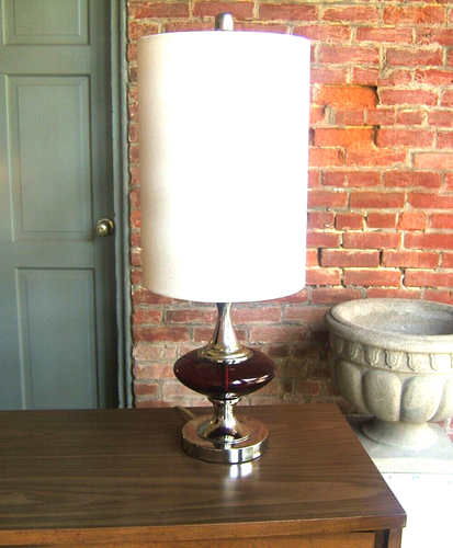 table Lamp 30 inches tall Mid Century Style "Uttermost "red art glass ...