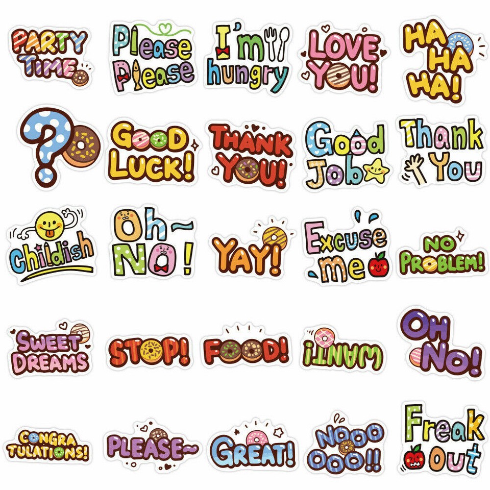 50pcs Tumblr Emoji Letters Expression Party Stickers Skateboard Luggage ...