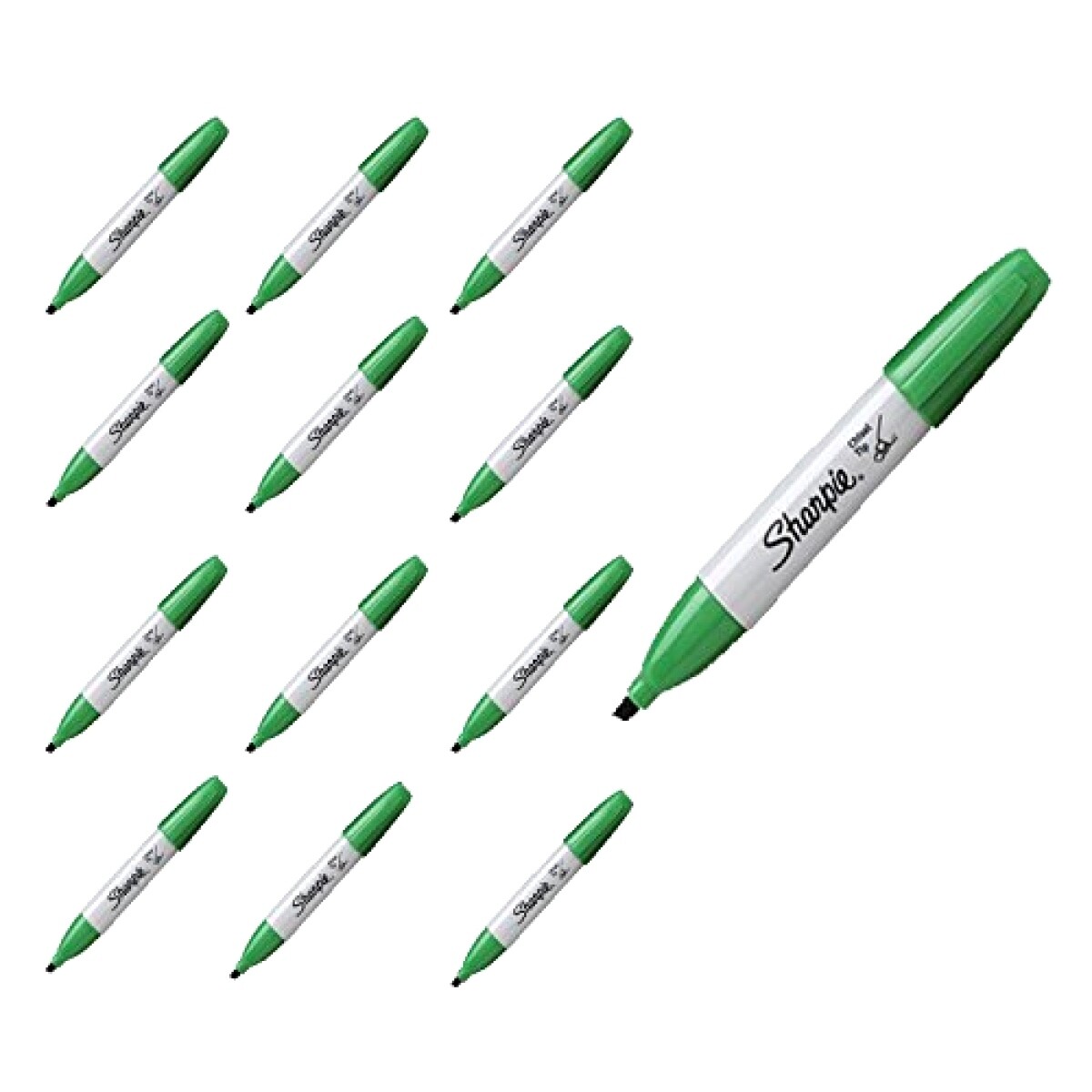 Sharpie 1927727 Permanent Marker Chisel Tip Green 12 Pack Water ...