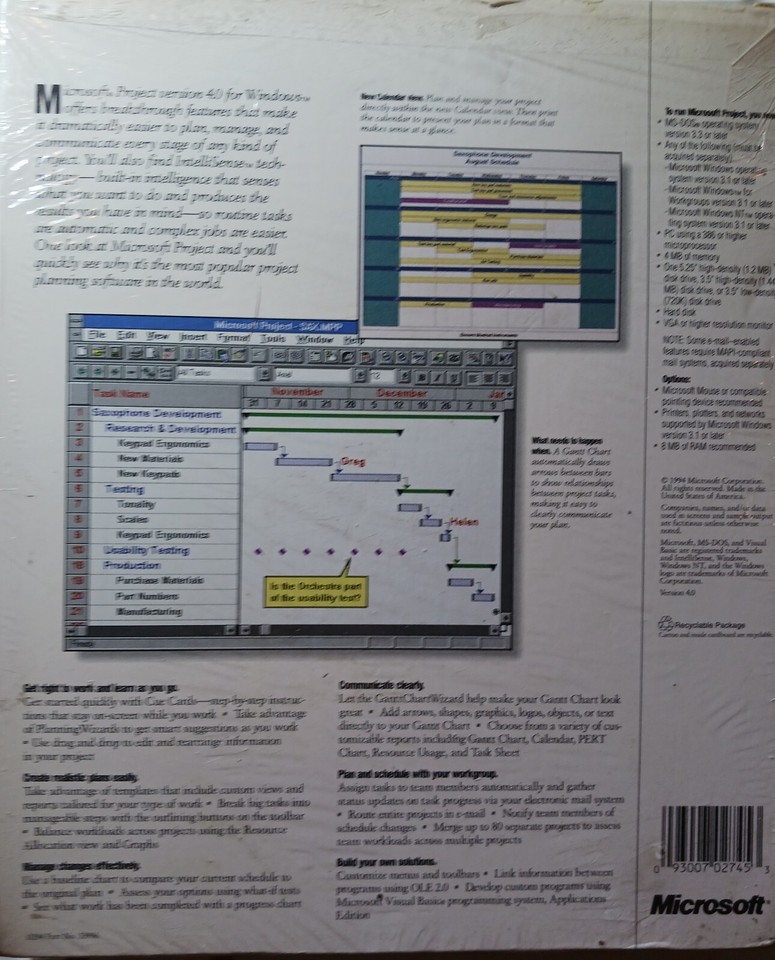Microsoft Project Version 4.0 For Windows Vintage | eBay