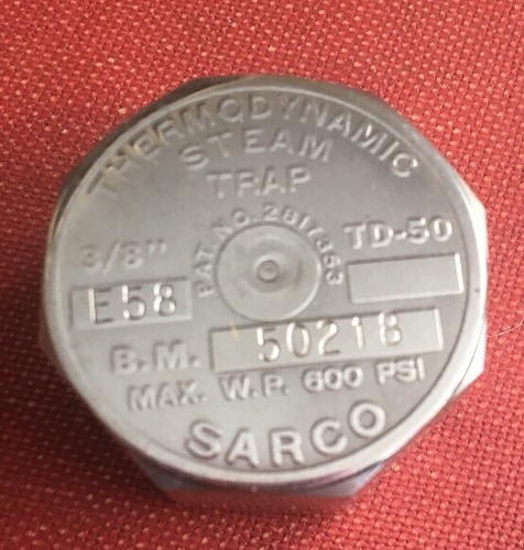 Spirax Sarco Thermodynamic steam Trap 600 Psi 3/8” Madison Ave NY TD-50 ...