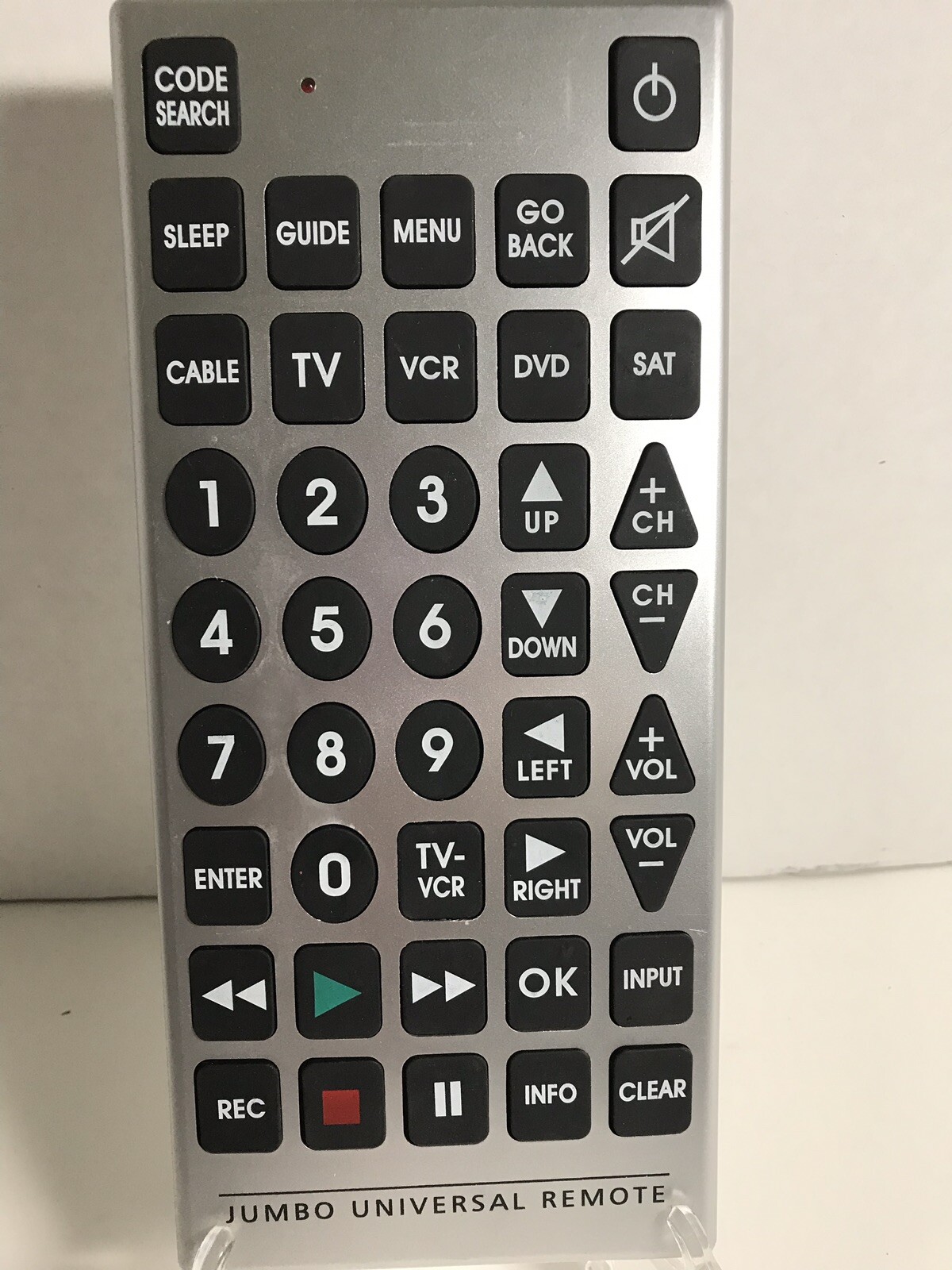 Jumbo Universal Remote,Works On Most TVs, 2 AA Batteries, Works, 10 1/2 ...
