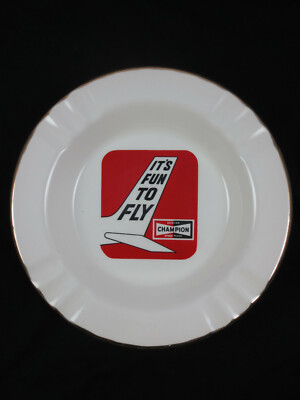 Vintage Champion Spark Plugs Fun to Fly Porcelain Ashtray Aviation ...