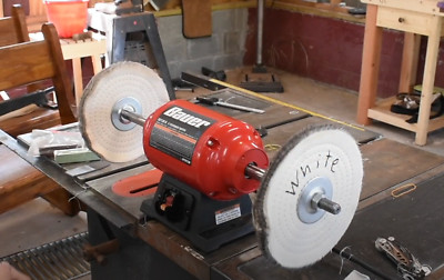 Buffer 8 in. Stationary 3/4 HP 6-1/2 in extended shafts w/2 wheels 3950 ...