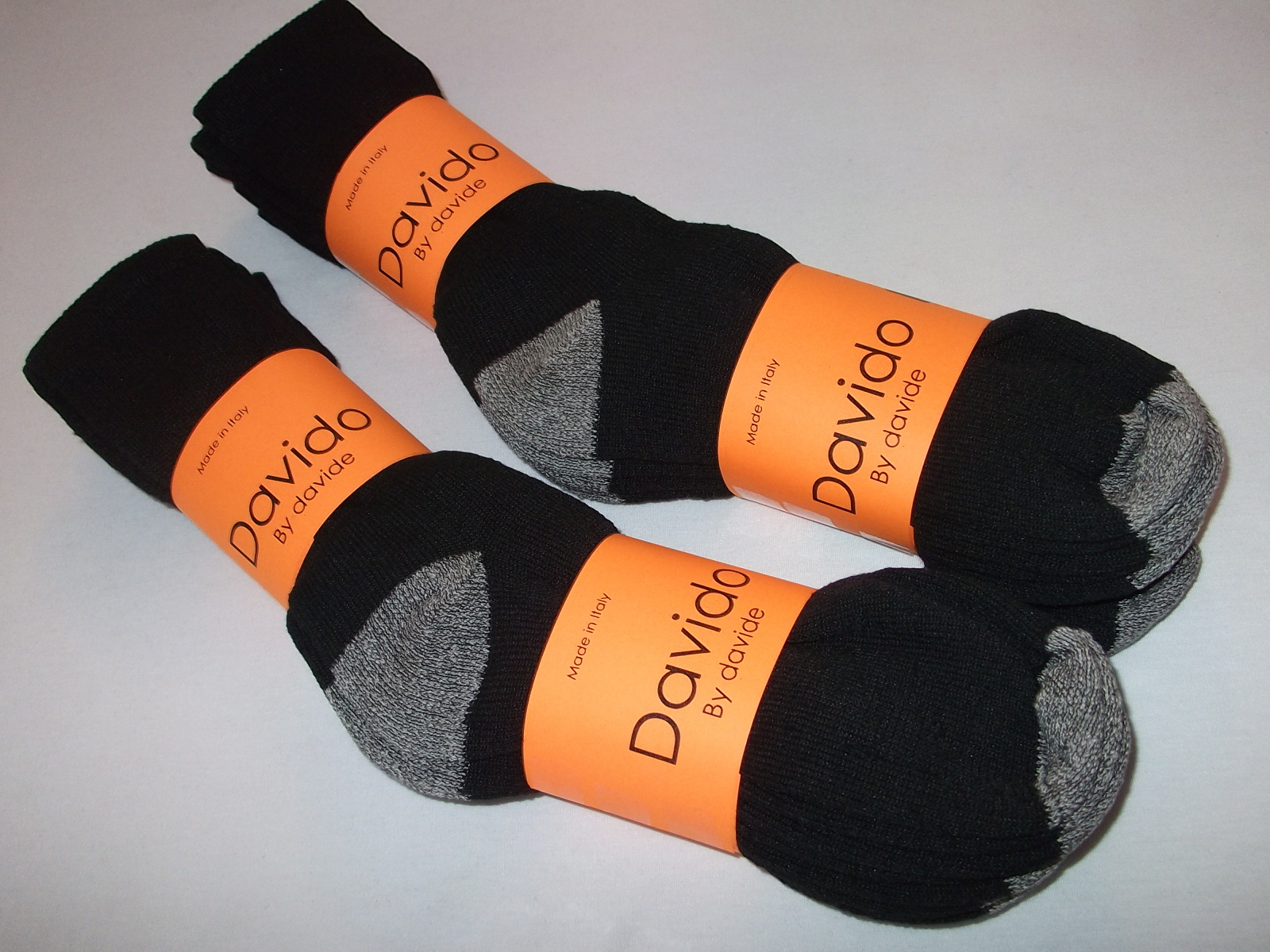 Davido Mens socks crew made in Italy 100% cotton 6 pack black /gray ...