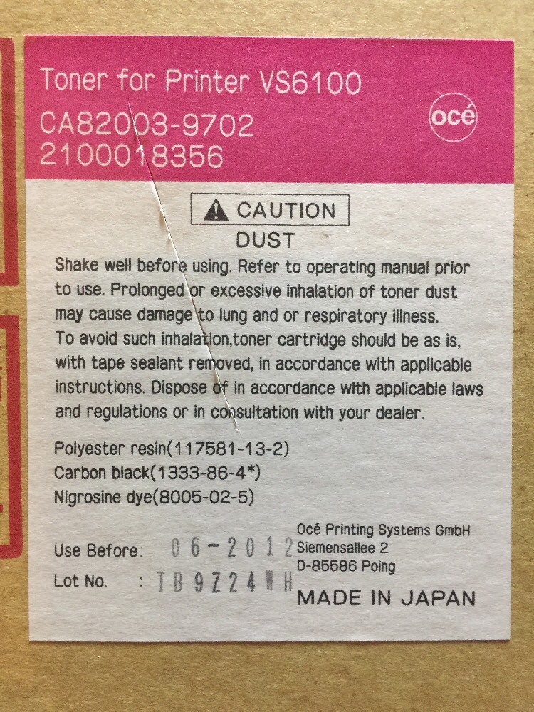 Oce VarioStream 6100 Toner Black (VS6100) - Oce CA82003-9702 ...