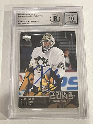 Marc Andre Fleury Signed UD Young Guns Card IP RC Slabbed Beckett BAS ...