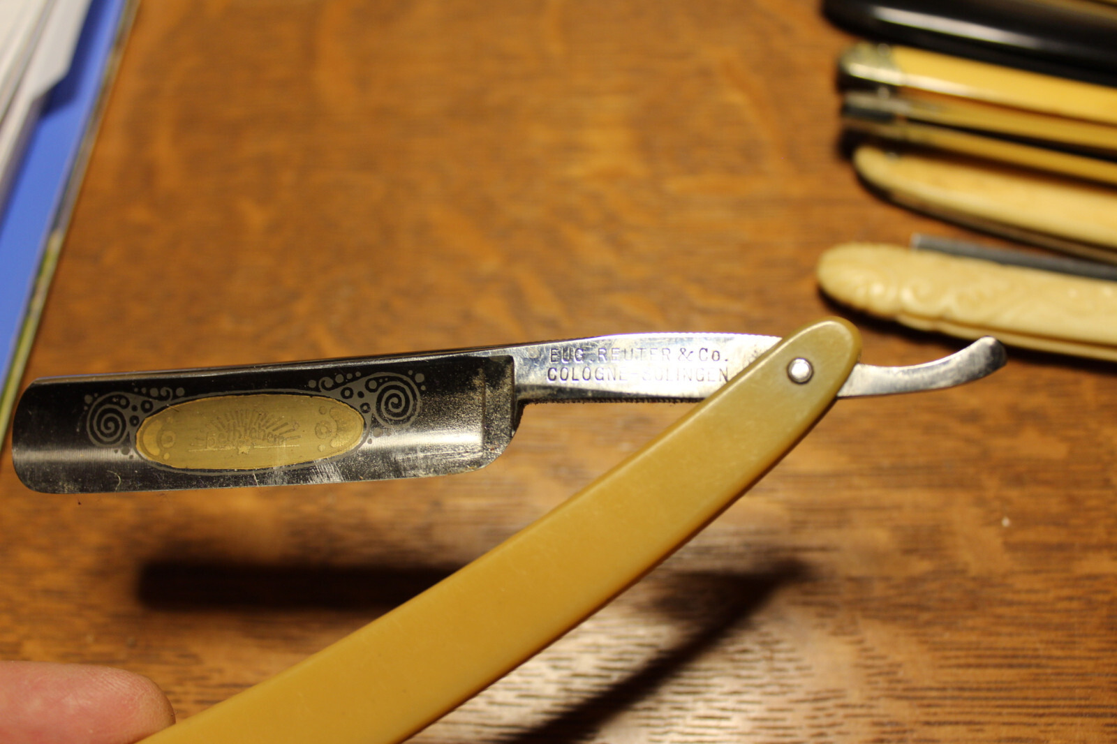 VINTAGE "OPTIMUS" DAME STODARD BOSTON MASS. STRAIGHT RAZOR DECORATIVE ...