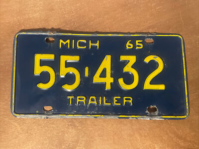 1965 Michigan License Plate Trailer # 55-432 | eBay