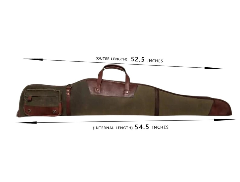 Canvas Leather Rifle Scabbard Hunting Padded Scope Rifle Bag Gun Sleeve ...