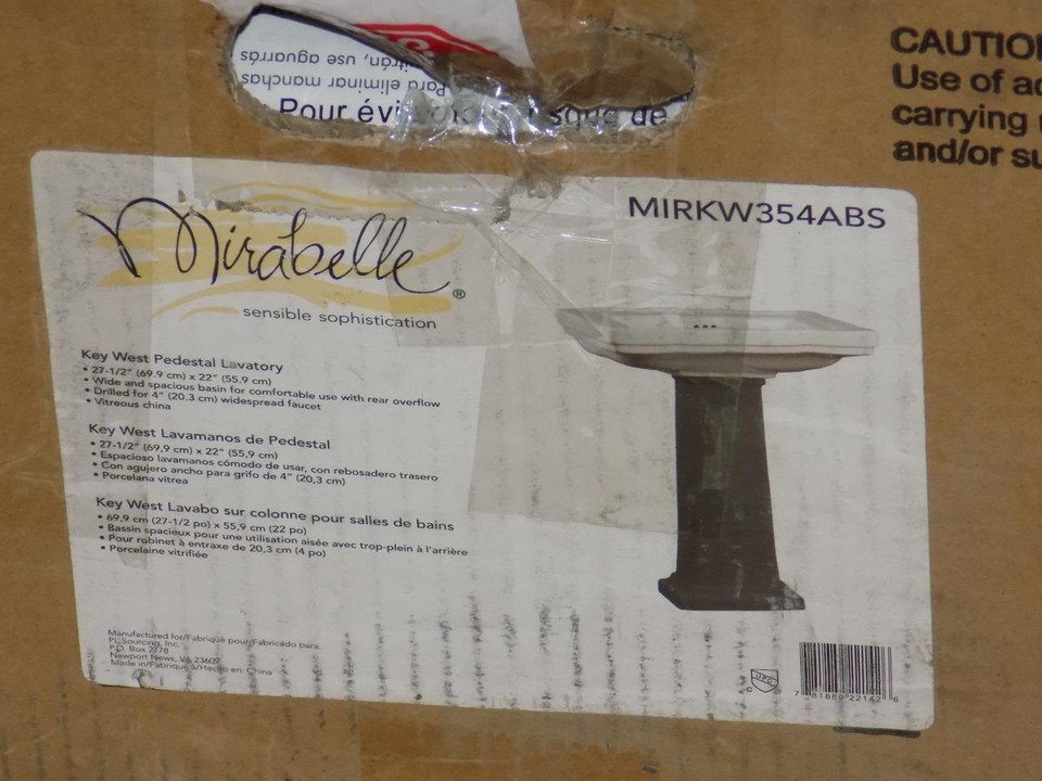 Mirabelle MIRKW354ABS Key West 28" Porcelain Pedestal Bathroom Sink | eBay