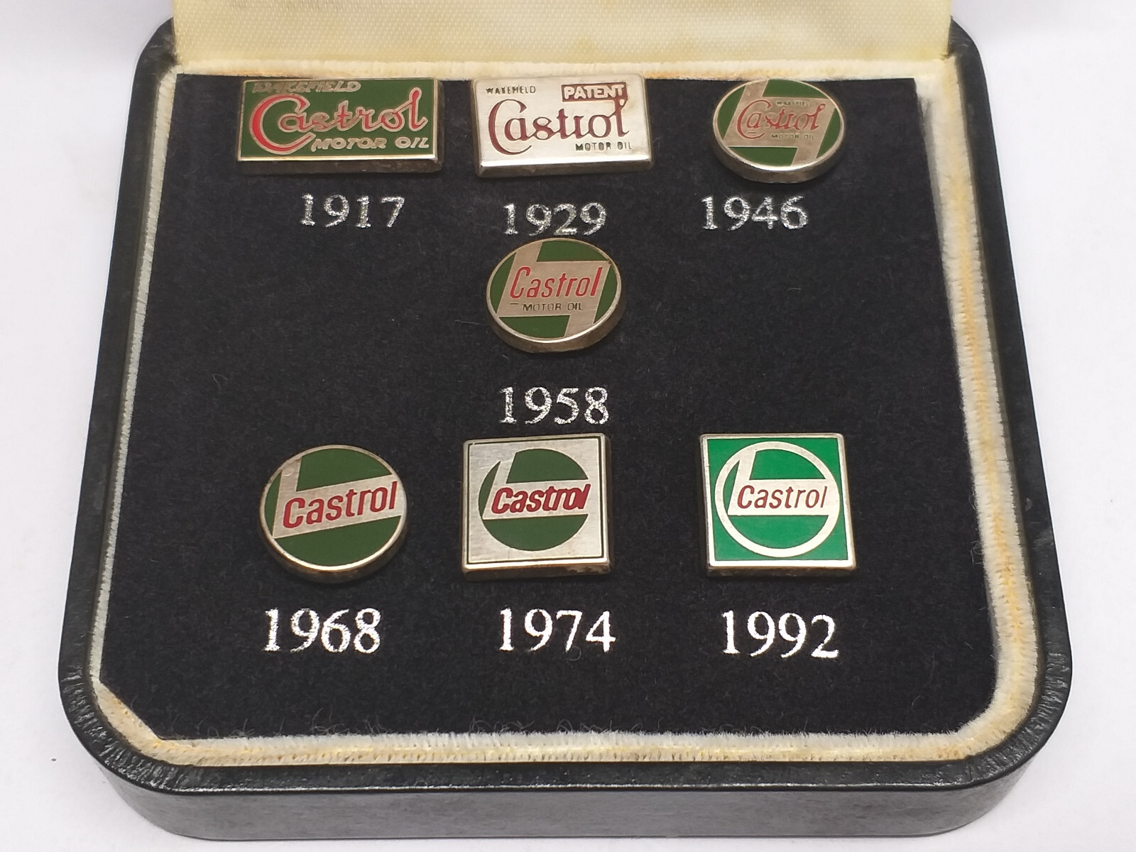 RARE Vintage CASTROL Motor Oil Set of 7 Enamel Pin Badges 75th ...