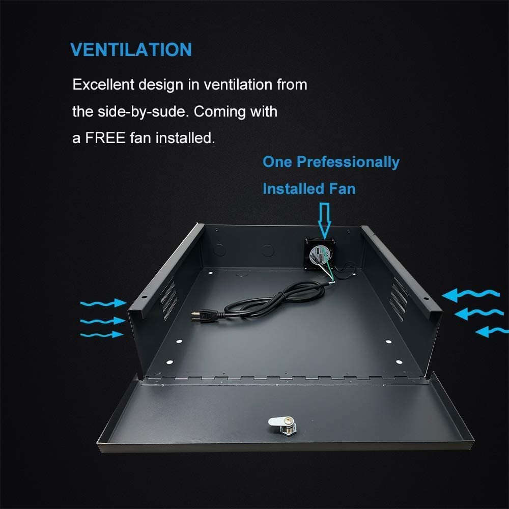 White Heavy Duty 16 Gauge Steel Dvr Security Lockbox With Fan bk 18'' X ...