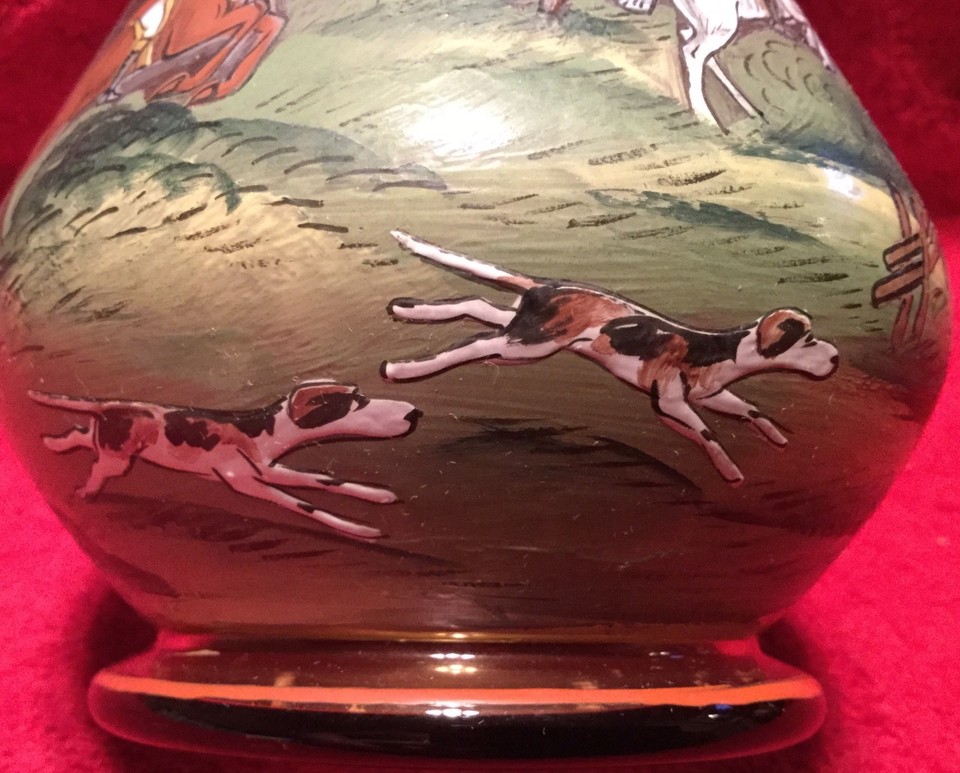 Fox Hunt Hunting Hand Painted Glass Bottle Decanter | eBay