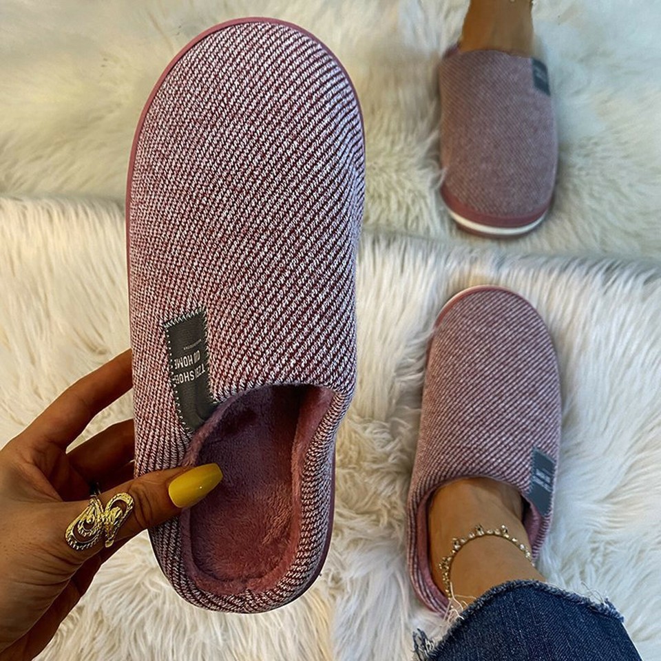 WOMENS LADIES COTTON CLOG HARD SOLE WARM SLIP ON FLEECE LINED SLIPPERS ...
