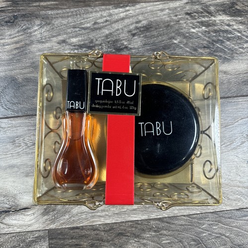 Dana TABU Gift Set; 1.5 oz Spray Cologne & 4 oz Dusting Powder Box New ...