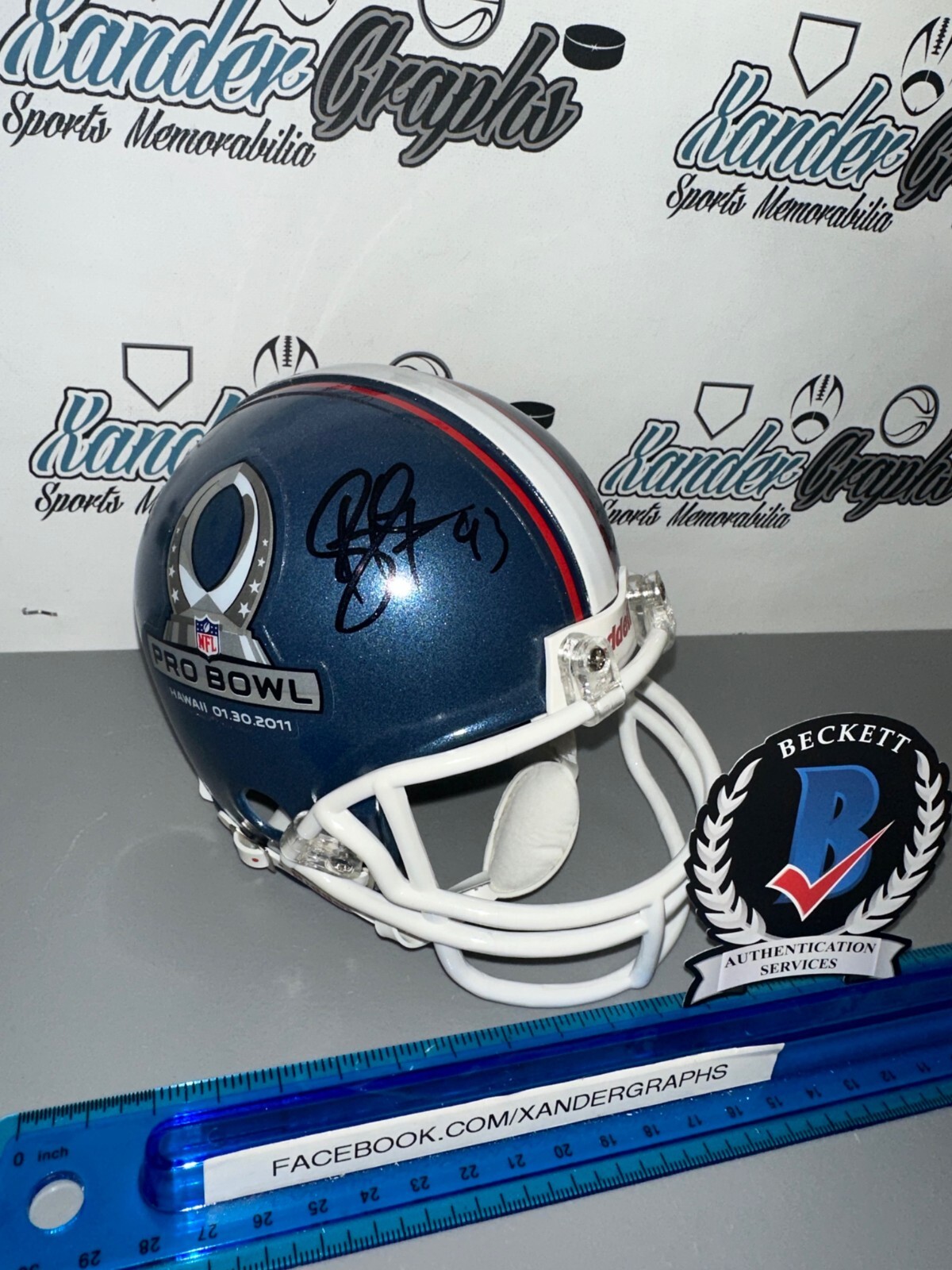 TROY POLAMALU 2011 PRO BOWL SIGNED AUTOGRAPHED FOOTBALL MINI-HELMET ...