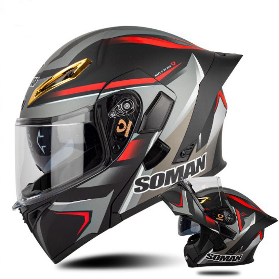 NEW Flip Up Helmet Dual Lens DOT Modular Helmets Ultraviolet-Proof Full ...