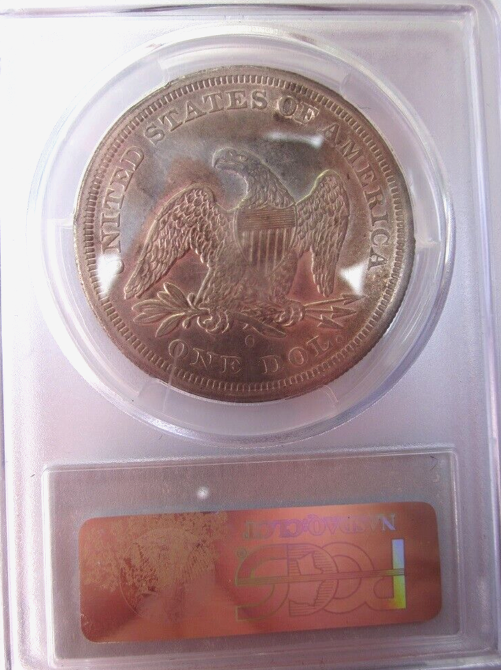 1860-O SEATED LIBERTY $1 DOLLAR SILVER COIN PCGS-AU50 NICE ORIGINAL ...