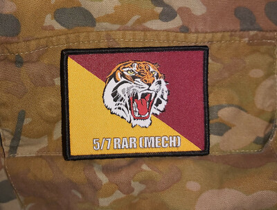 5/7 RAR TIGER EMBROIDERED UNIT PATCH - MECH REGT TIGER HEAD AUSTRALIAN ...
