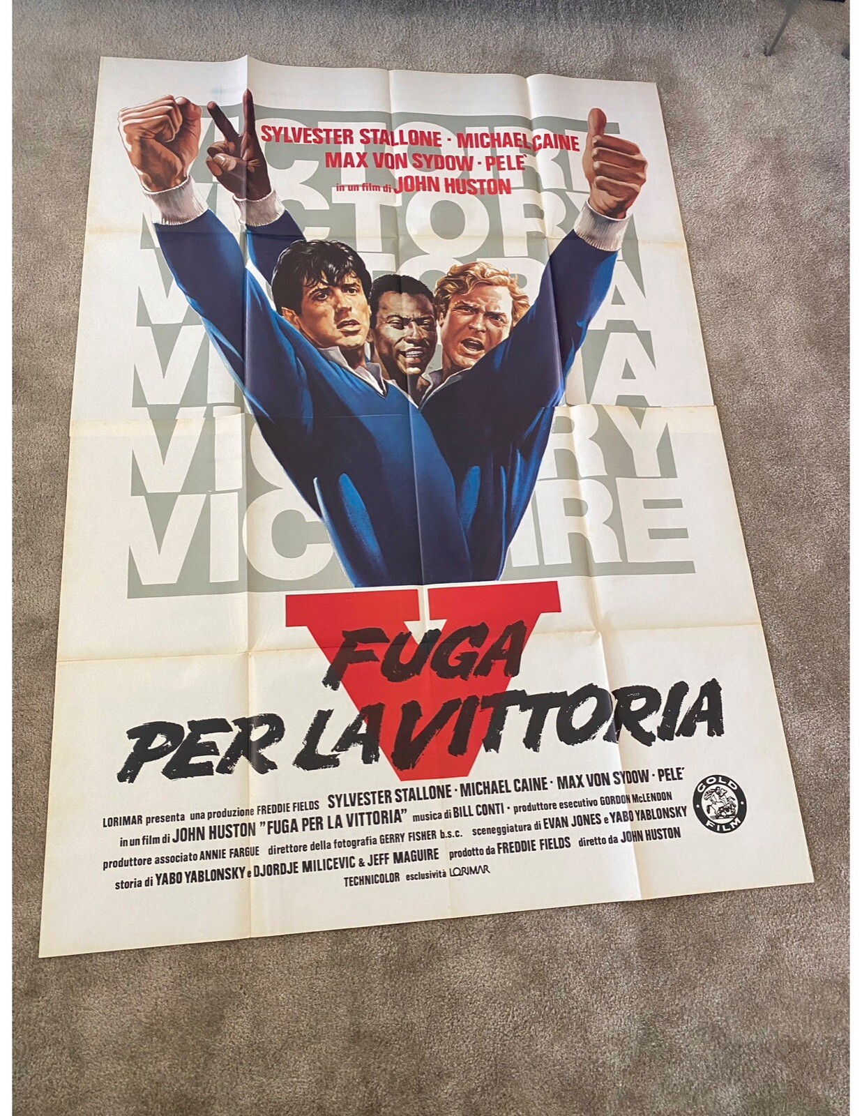 Victory Vintage Italian Movie Poster 78X55 Original 1981 Pelé Sylvester ...