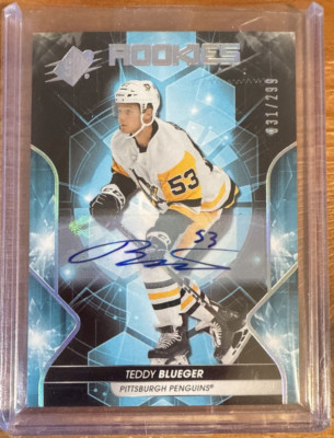 2019-20 SPx Autographs #80 Teddy Blueger 031/299 Pittsburgh Penguins | eBay