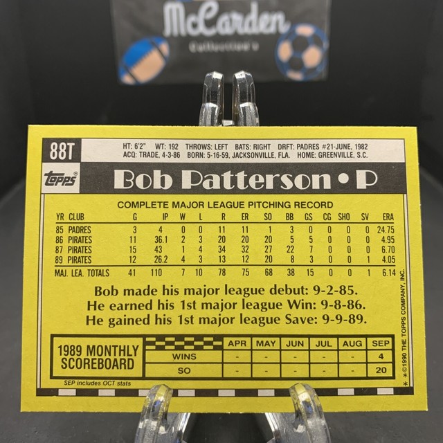 1990 Topps Traded - Factory Set White Back #88T Bob Patterson for sale ...