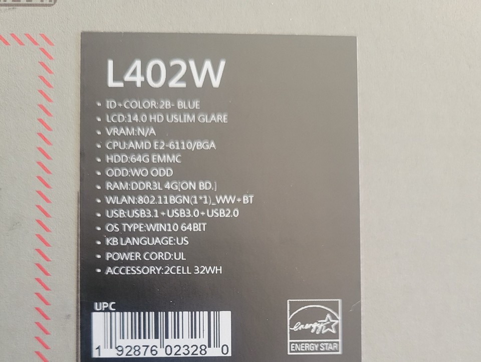 ASUS L402WA-EB21 AMD Radeon R2 Graphics,4GB RAM,64GB eMMC Flash,Windows ...