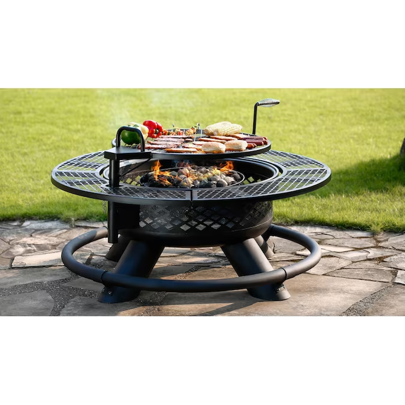 47.24-In W Black Steel Wood-Burning Fire Pit | eBay