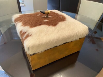 Vintage Maitland Smith Box w/Cowhide Covered Lid 12x12x6 | eBay