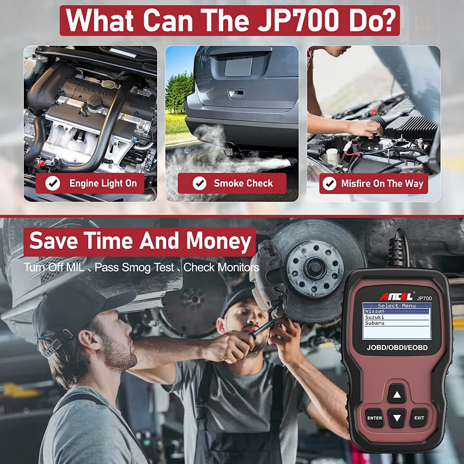 ANCEL JP700 JOBD OBD2 Japanese Car Scanner JDM Automotive Code Reader ...