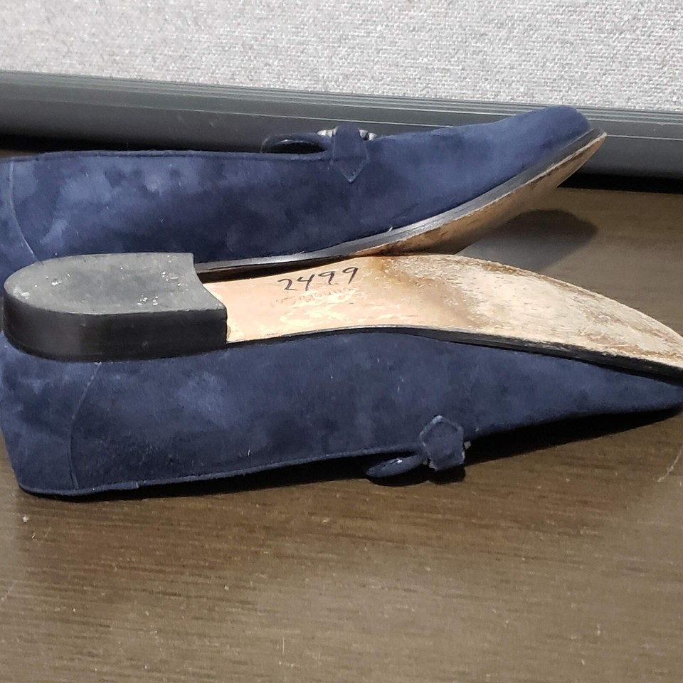 Kenneth Cole New York Blue Suede Women's Shoes Silver Chain Made in ...