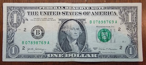 2017 $1 Note Six Digit Seesaw Ladder Fancy Serial Number B District A ...