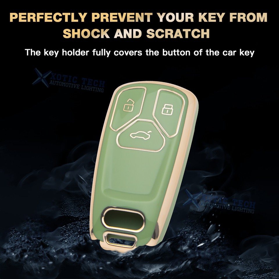 Set Green Soft Full Covered Keyless Key Protector w/Keychain For Audi ...