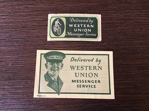 WESTERN UNION MESSENGER SERVICE Label 4065A & Stamp | eBay