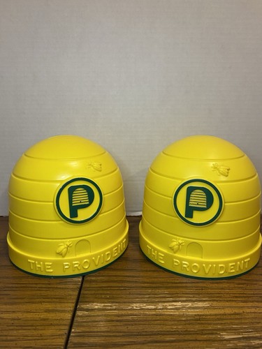 2 Vintage Coin Bank Beehive NJ ‘The Provident’ Yellow and Green ...