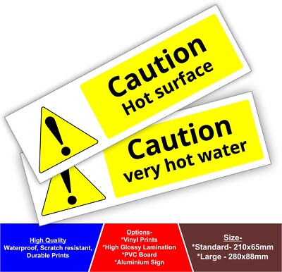 Health and safety Signs Sticker, Hot surface, Hot Water PVC Board ...
