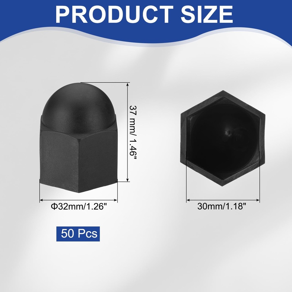 50 Pcs Hex Nut Cover, M20x30x37mm Nylon Screws Bolt Covers Caps Dome ...
