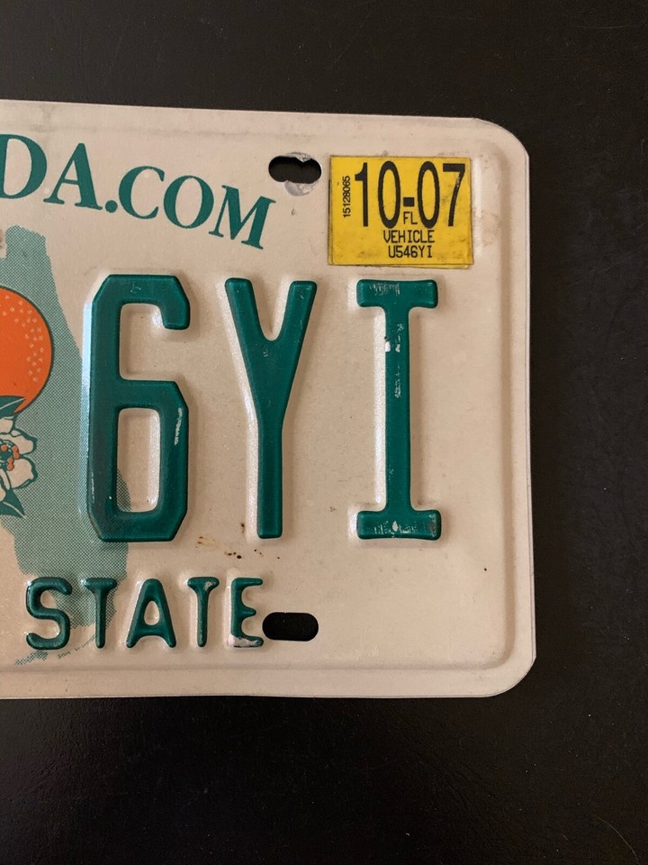 License Plate Tag Vintage Florida U54 6YI "Sunshine State" Rustic USA ...