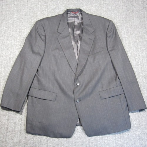 Vtg Hart Schaffner Marx Suit Jacket 48R Black Pinstripe Wool Sports ...