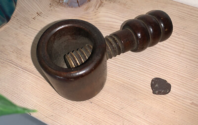 Antique Wooden Nut Cracker Threaded Screw Twist Type | eBay