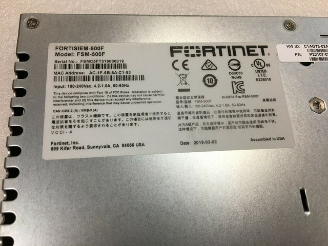 Fortinet Fortisiem 500f Hardware Appliance Fsm-500f Fortisie for sale ...