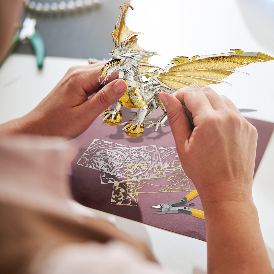 Piececool 3D Model Kits For Adult Glorystrom Dragon Metal Puzzle Model ...