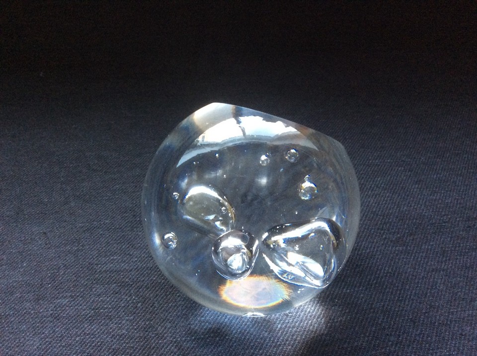 Eye Catching Crystal Paperweight with Bubbles signed Adam Jablonski ...