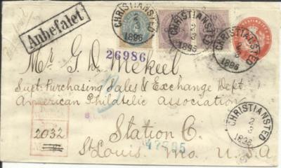 Danish West Indies postal envelope-Sc#U2a uprated Sc#7,#13(pair ...
